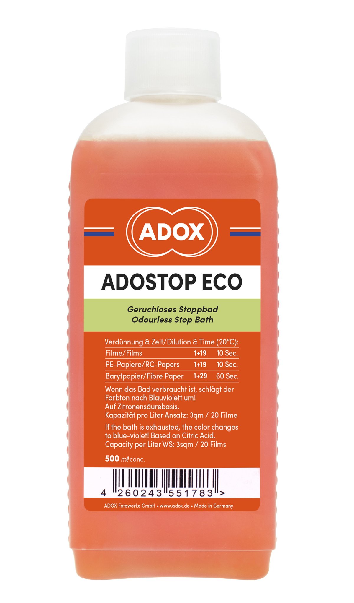 ADOX ADOSTOP ECO Stopbath with Indicator 500 ml conc. - Kemi til ...