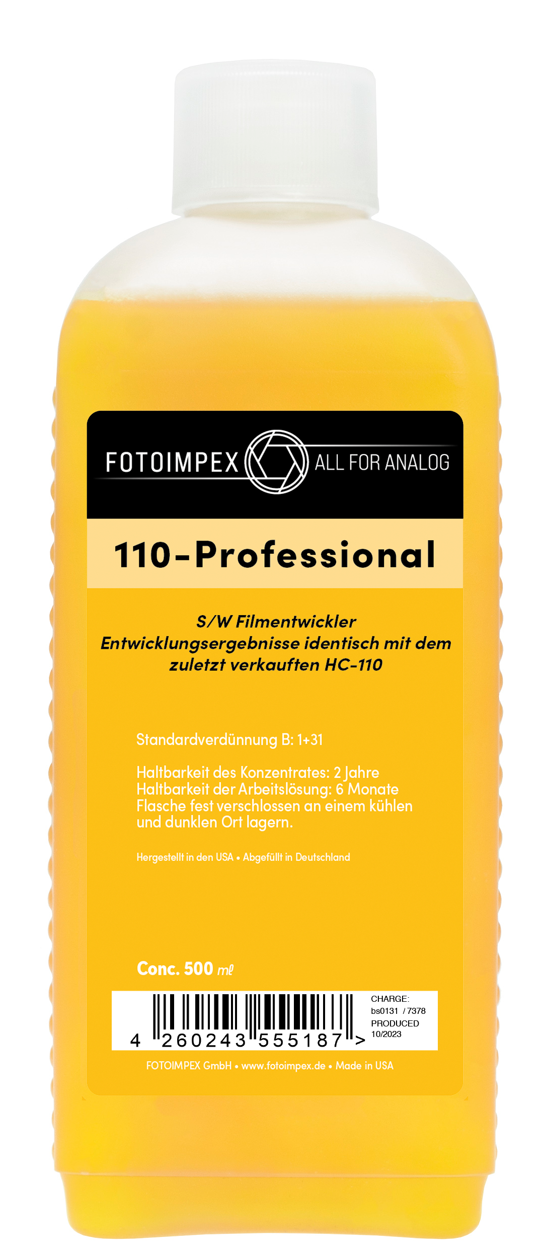FOTOIMPEX 110 Developer Conc. 500ml - Kemi til mørkekammer - Vefa Foto