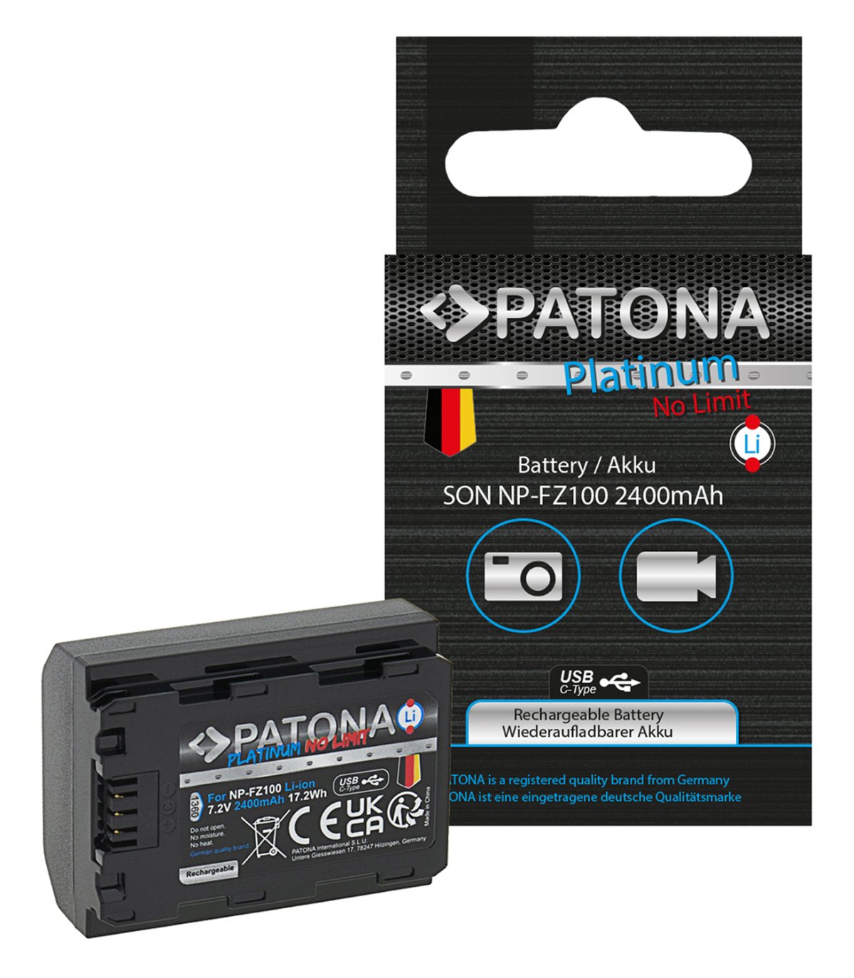 PATONA Platinum NP-FZ100 batteri med USB-C Input til Sony - Batterier - Vefa Foto